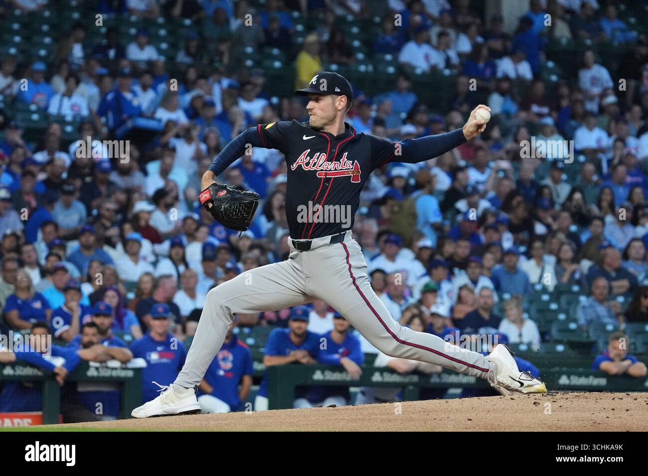 Atlanta Braves starting pitcher Joey Wentz throws against the Chicago ...