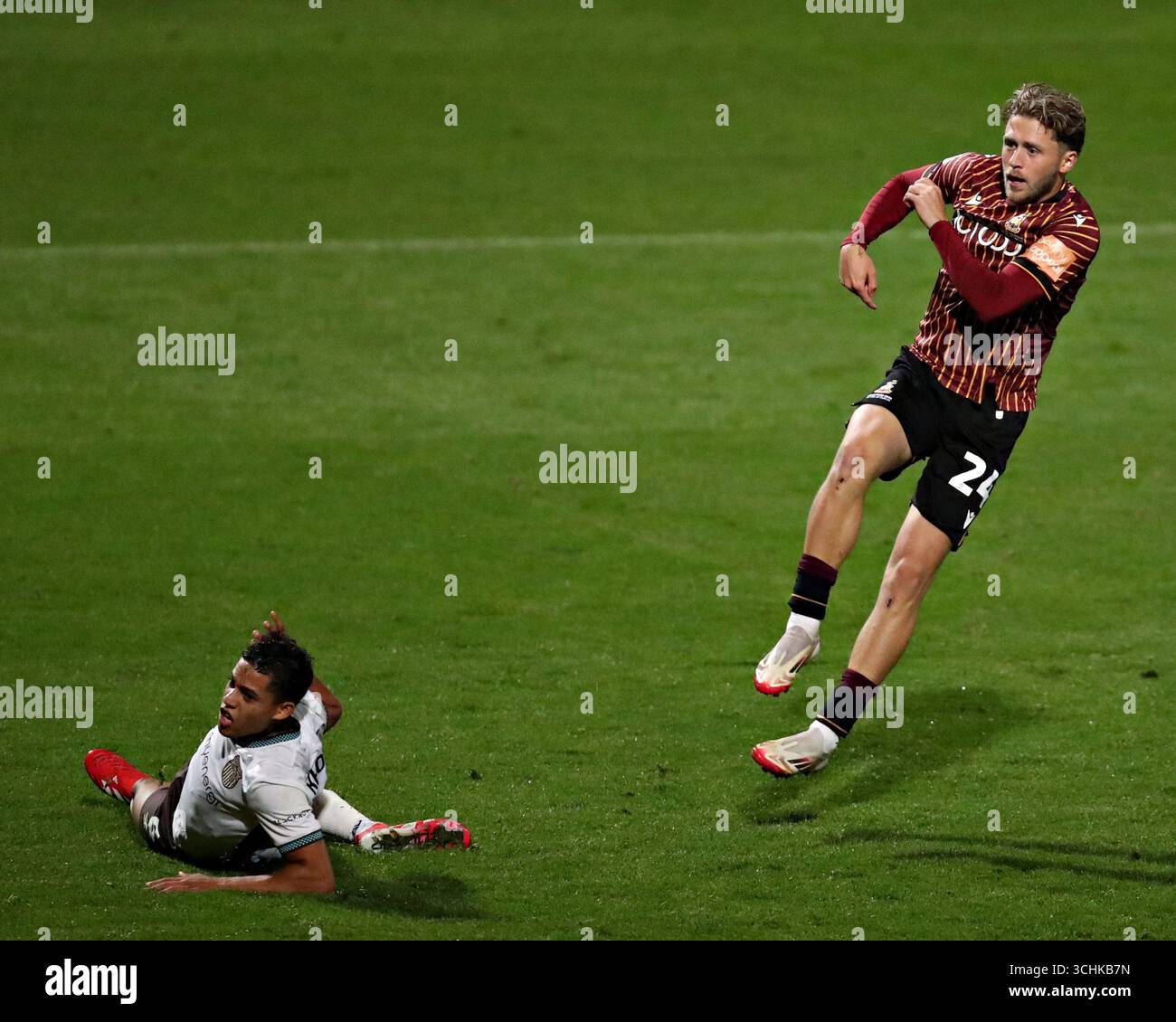 Will Swan of Bradford City shoots during The Vertu Trophy match ...