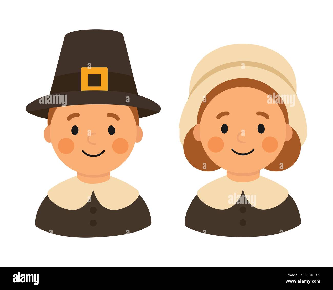 A pair of pilgrims. Thanksgiving design. Isolated white background ...