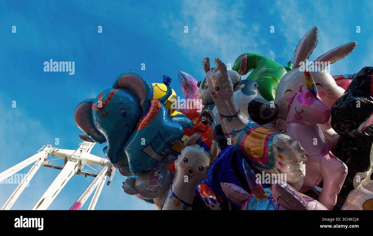 LUXEMBURG, EUROPE - SEPTEMBER 1, 2025 - Inflatable animal shaped ...