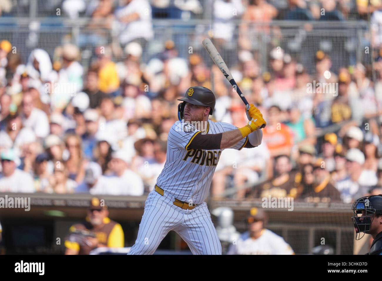 San Diego Padres' Gavin Sheets batting during the second inning of a ...