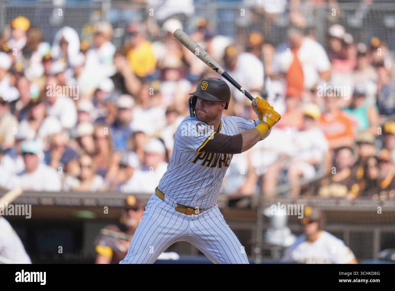 San Diego Padres' Gavin Sheets batting during the second inning of a ...