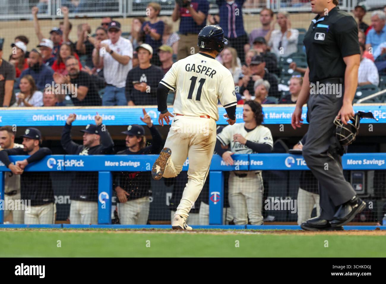 September 2nd, 2025: Minnesota Twins catcher Mickey Gasper (11) crosses ...