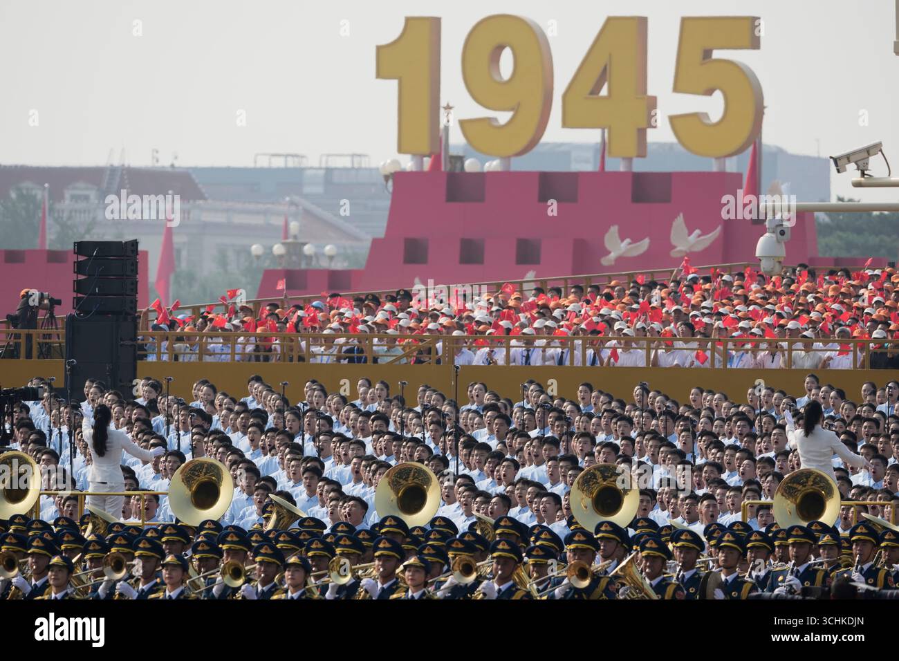 A choir performs ahead of a military parade to commemorate the 80th ...