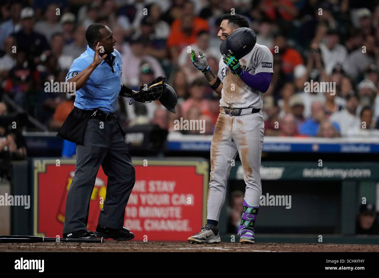 New York Yankees' Jose Caballero, right, is ejected by umpire Ramon De ...