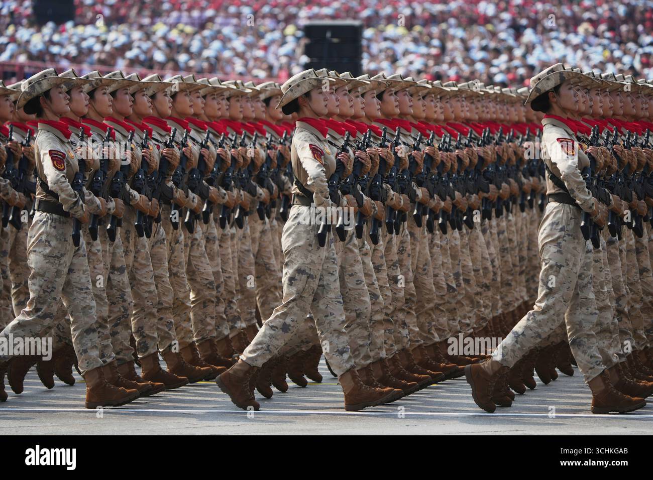 Military personnel take part in a military parade to commemorate the ...