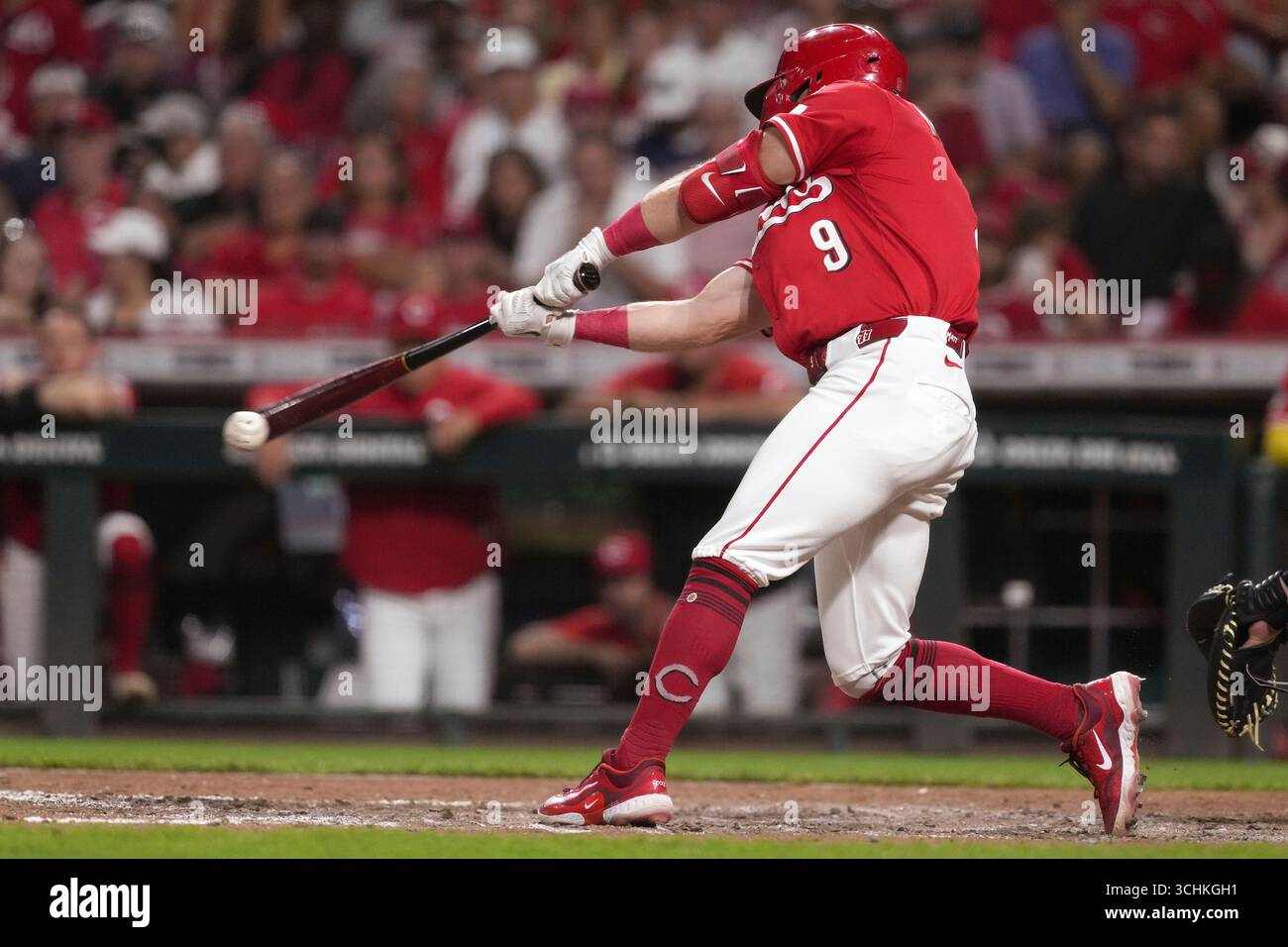 Cincinnati Reds' Matt McLain hits an infield single in the fifth inning ...