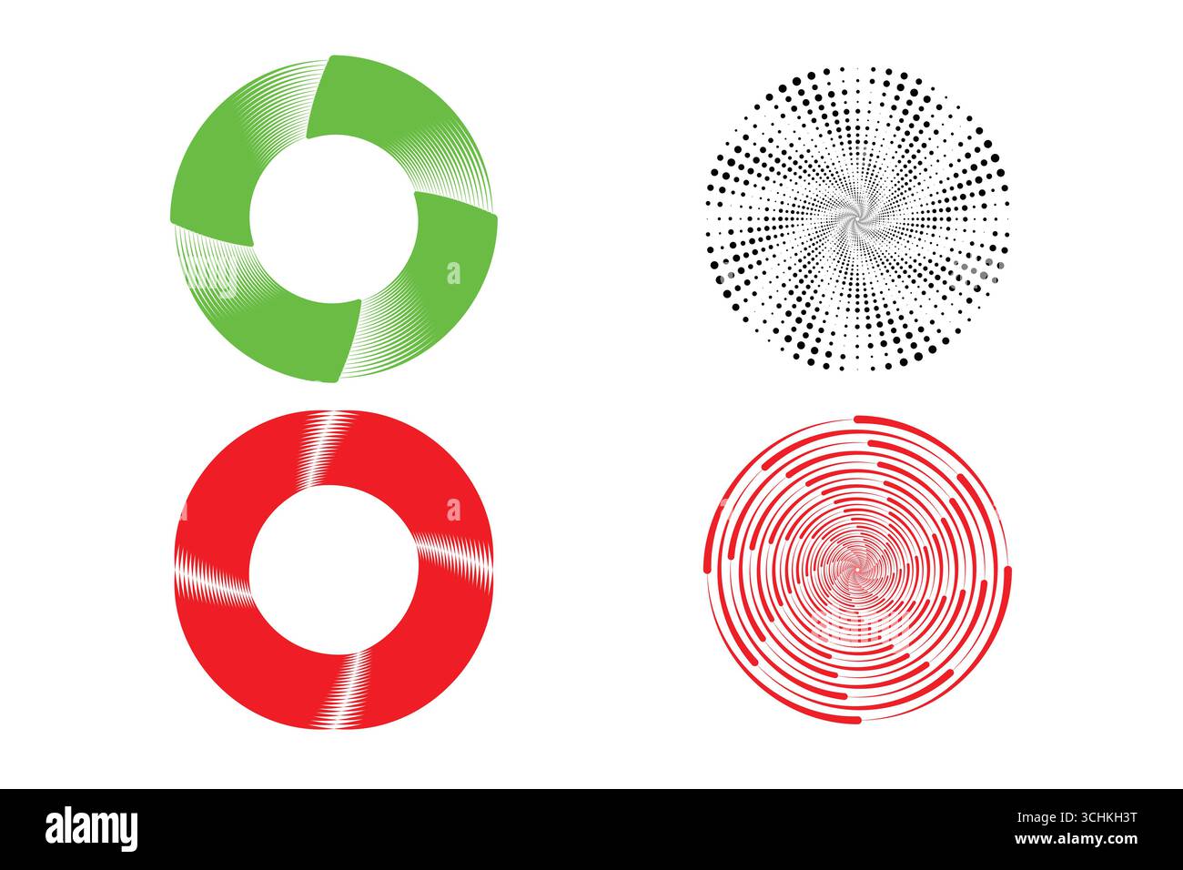 Abstract Circular Geometric Shapes. Colorful Spiral, Halftone Dots ...