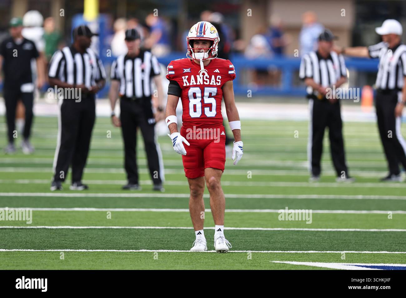 LAWRENCE, KS - AUGUST 29: Kansas Jayhawks wide receiver Tate Nagy (85 ...