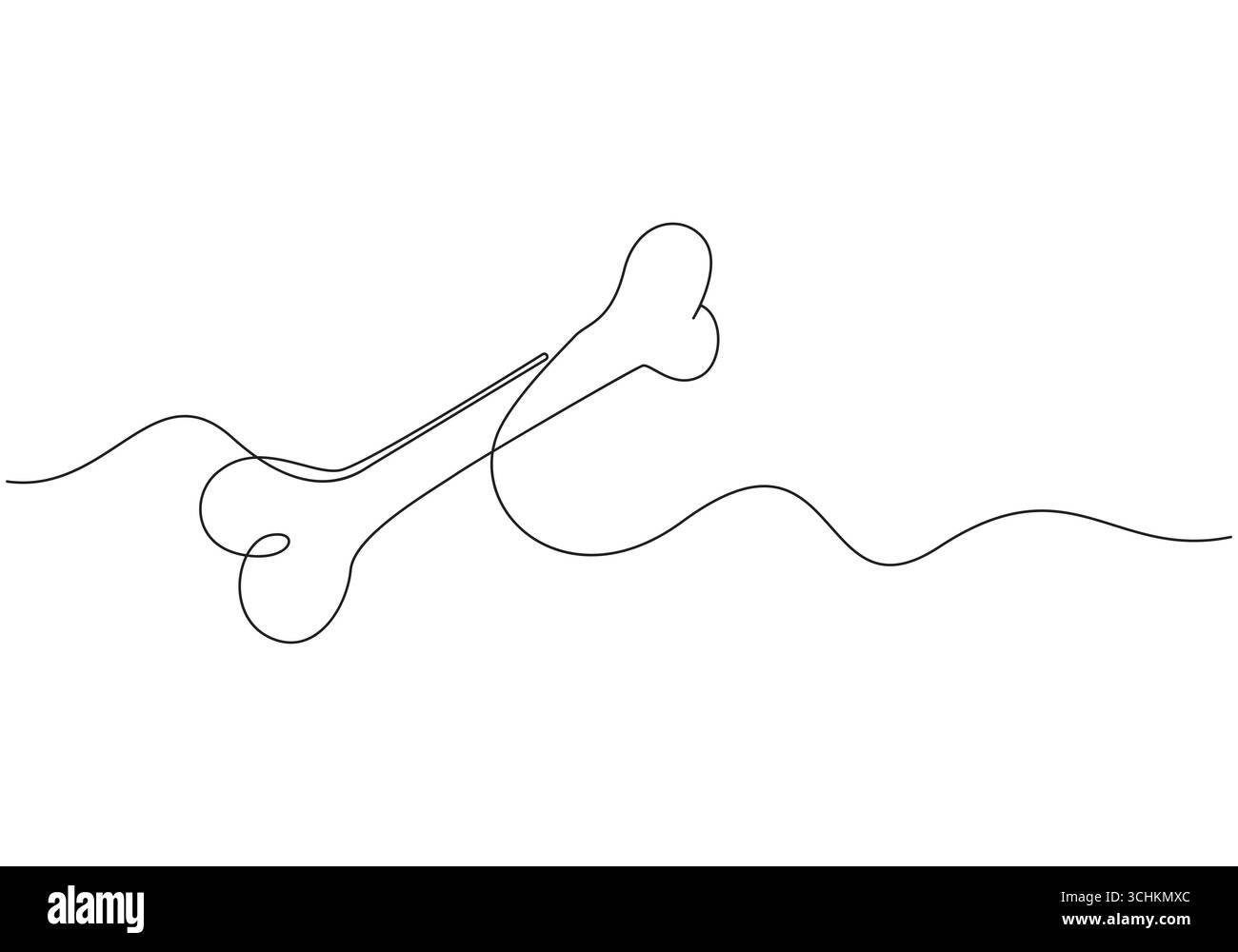 Continuous one line drawing of dog bone icon. Single line outline of ...