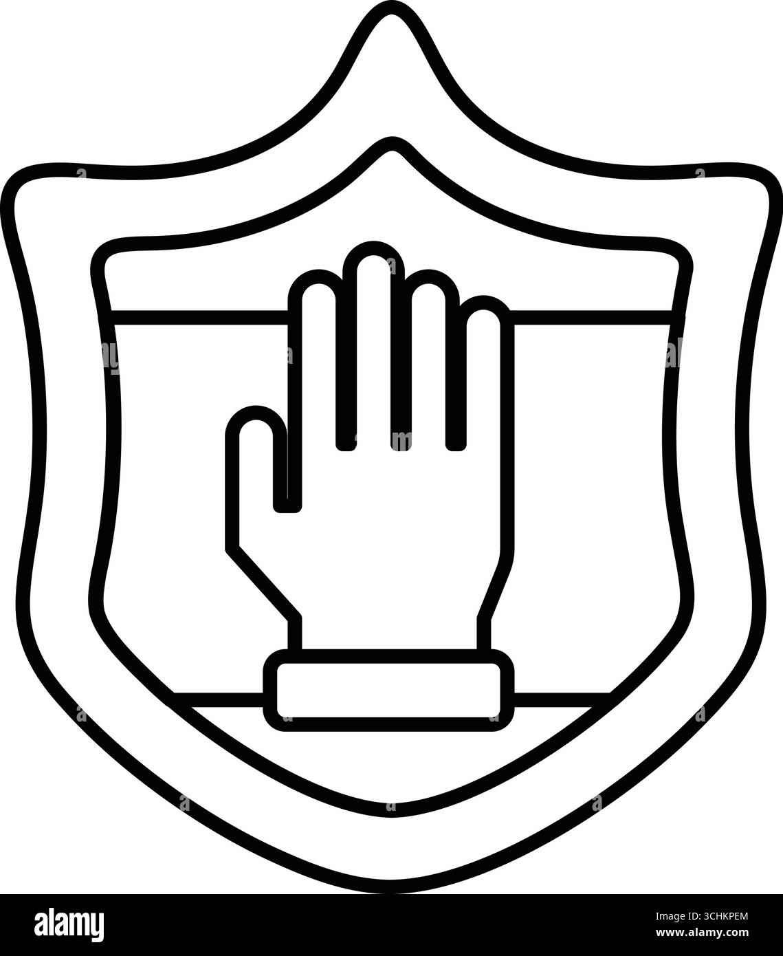 A hand is raised in a shield with a black background. The shield is a ...