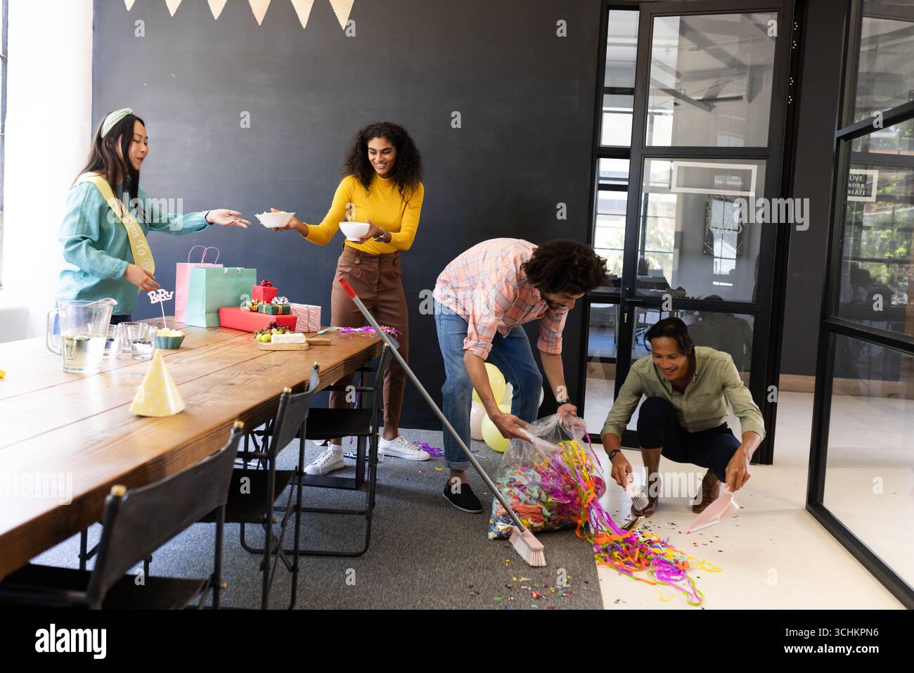 Diverse colleagues cleaning up hi-res stock photography and images - Alamy