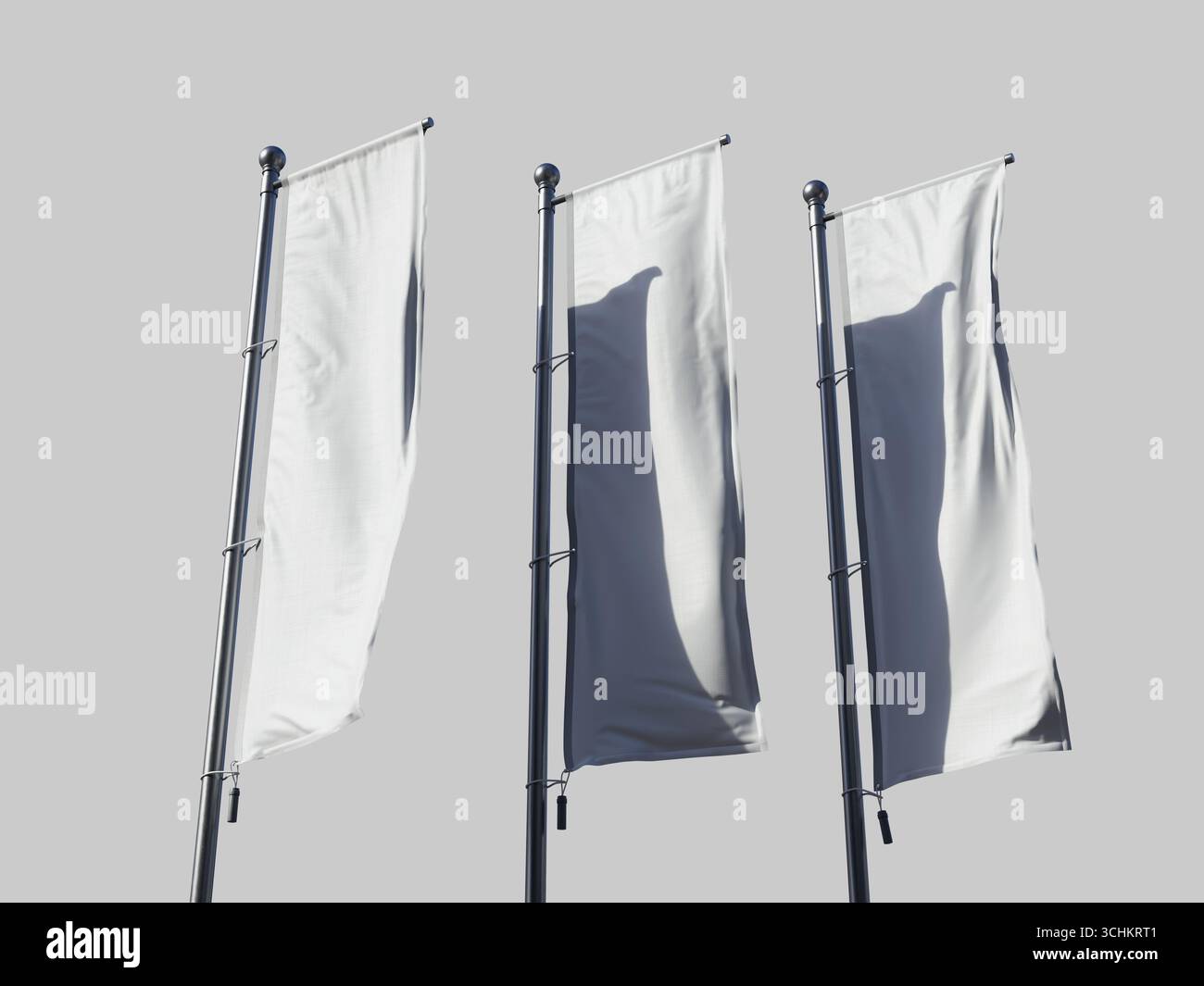Vertical Street Flag Mockup with Multiple Flags Outdoors Stock Photo ...