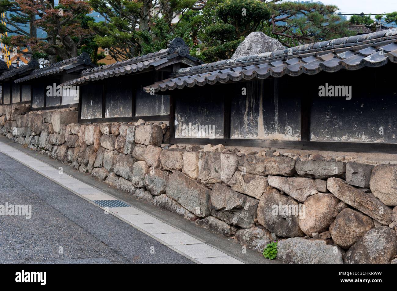 Japanese Anoshu-zumi (Anoshu stacked stone walls) in the historic ...