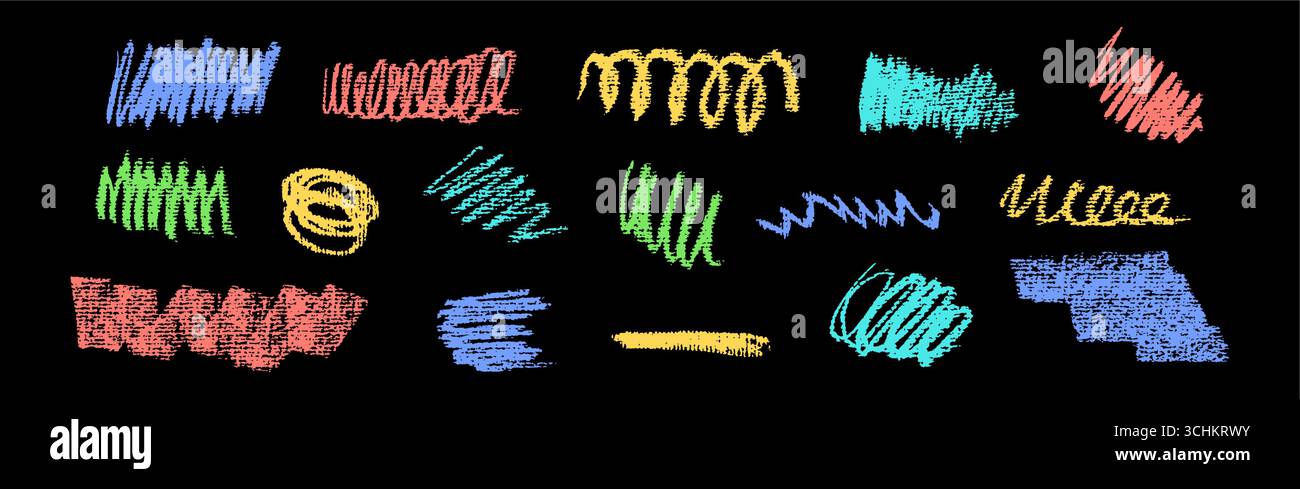 Decorative vector freehand smears and scratchy traces with bold scrawl ...