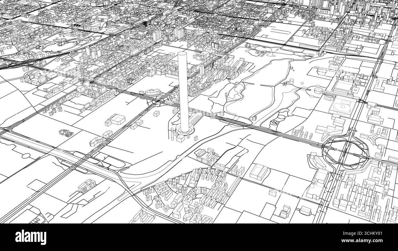 Detailed Cityscape Line Drawing Stock Vector Image & Art - Alamy