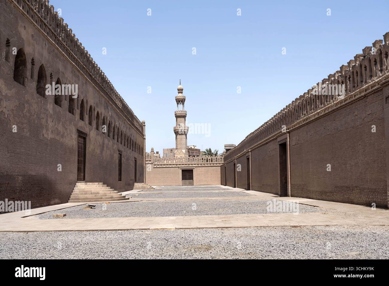 The interior entrance courtyard of the Tulunid Dynasty Mosque of Ibn ...