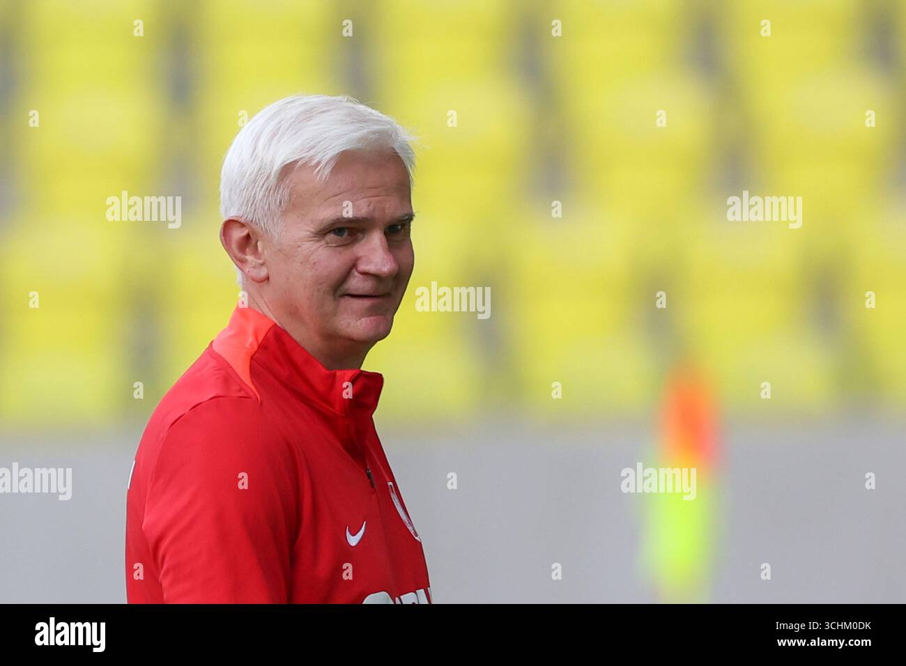 Coach Jacek Magiera of Poland seen during the official training before ...