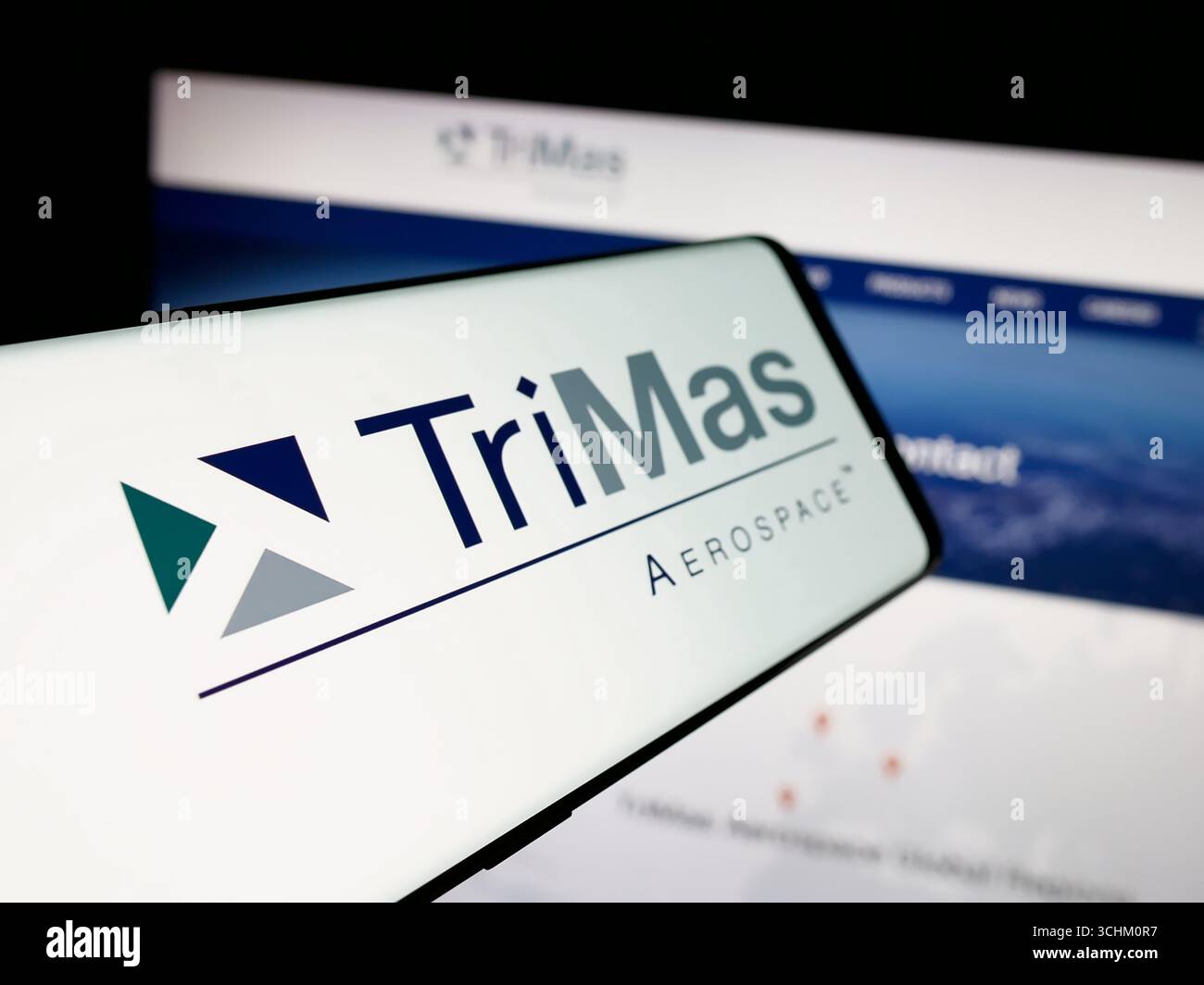 In this photo illustration, a smartphone with the logo of US aerospace ...
