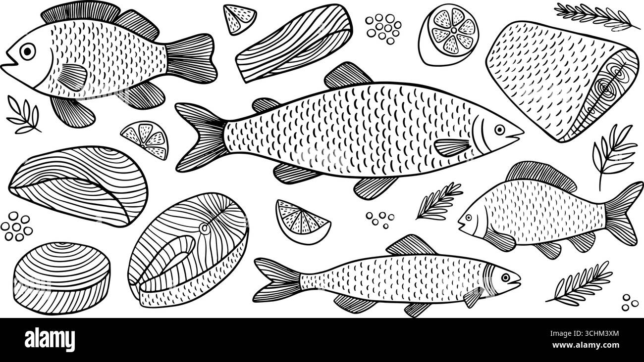 Engraved ocean fish Black and White Stock Photos & Images - Alamy