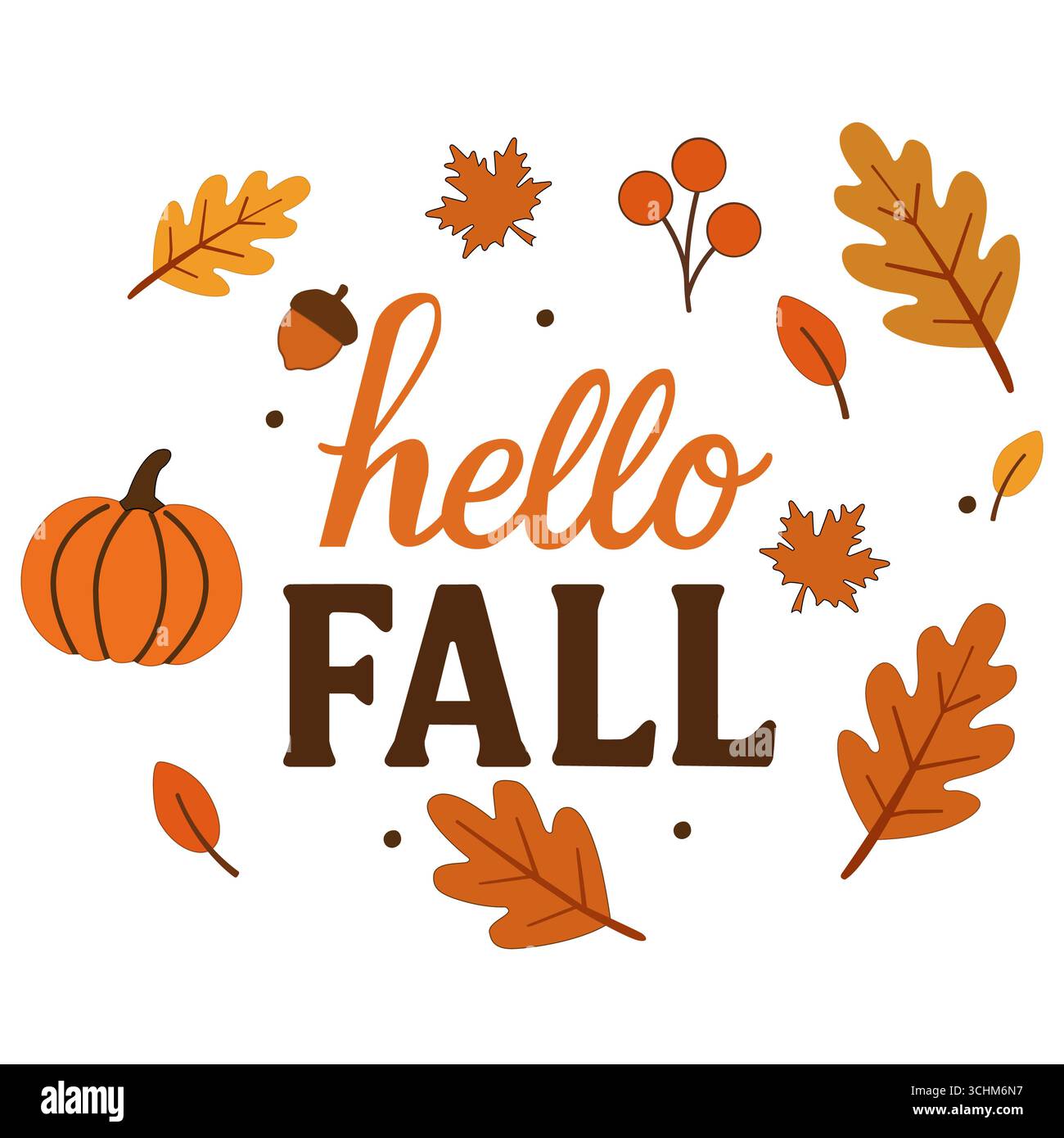 Hello Fall lettering. Inspirational autumn quote. Template for ...