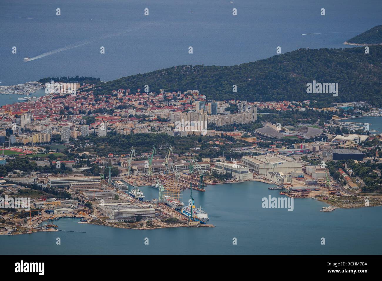 Former ferry Mody Dea is pictured at Brodosplit Shipyard in Split ...
