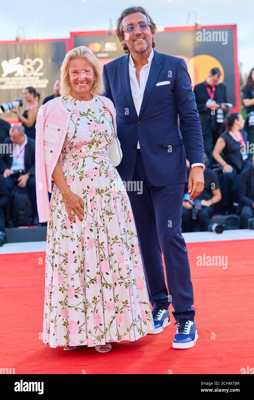 82th Venice Film Festival in Venice, Italy, on September 1, 2025. Iris Knobloch, Francois ...