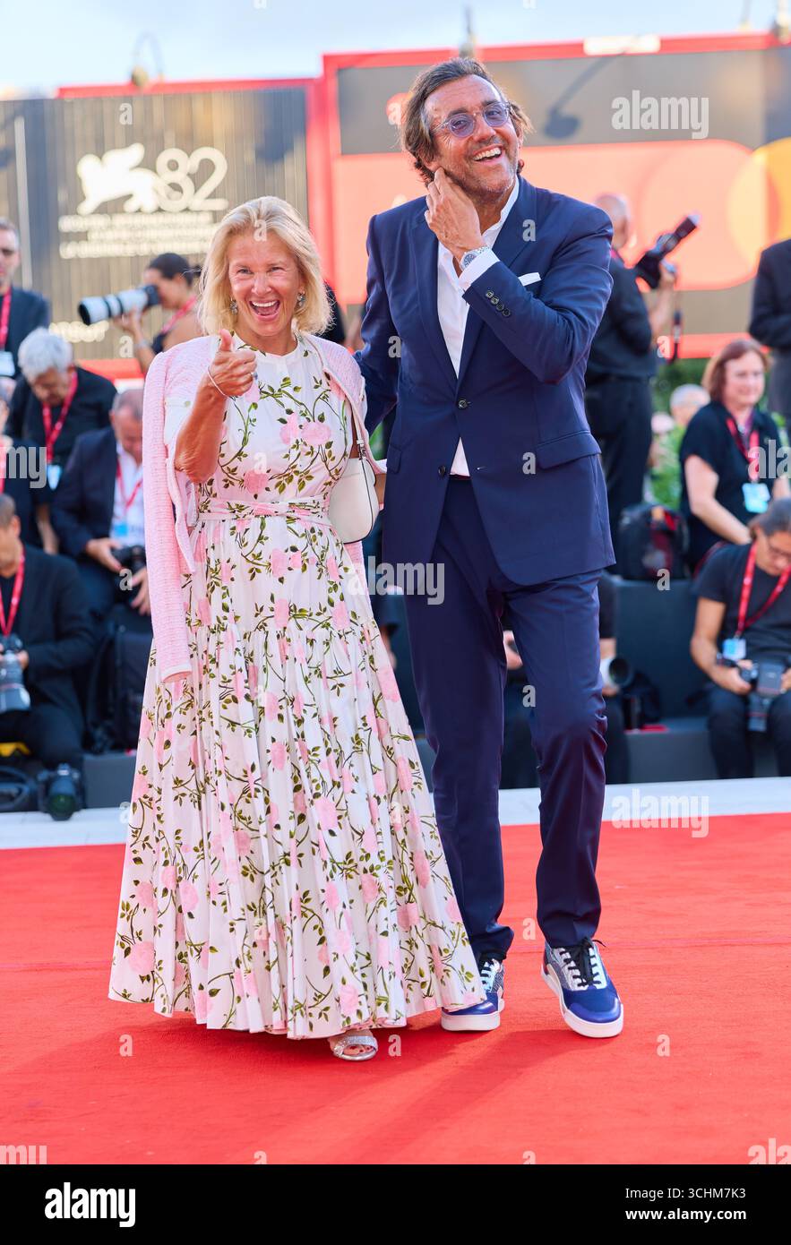 82th Venice Film Festival in Venice, Italy, on September 1, 2025. Iris Knobloch, Francois ...