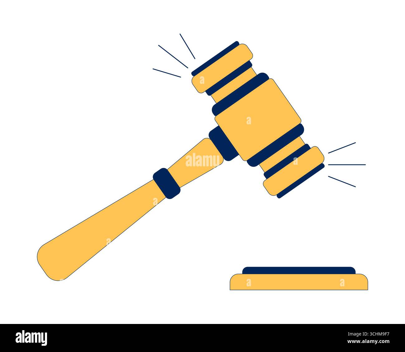 Judge gavel strike in legal action 2D cartoon object Stock Vector Image ...