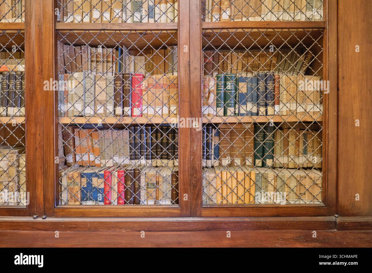 The large, classic, iconic, wood, traditional bookcases of the library ...