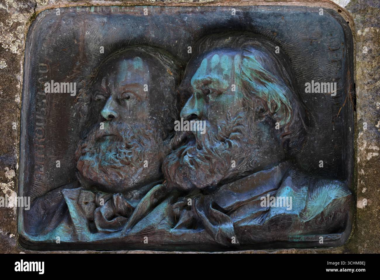Sculpture low relief of Jean-François Millet (right) & Théodore ...