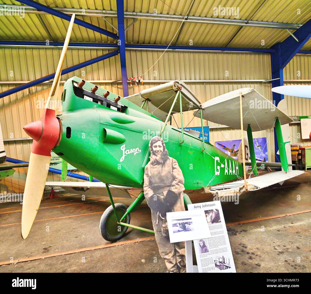 Amy Johnson and her aircraft Jason a De Havilland Moth which she flew ...