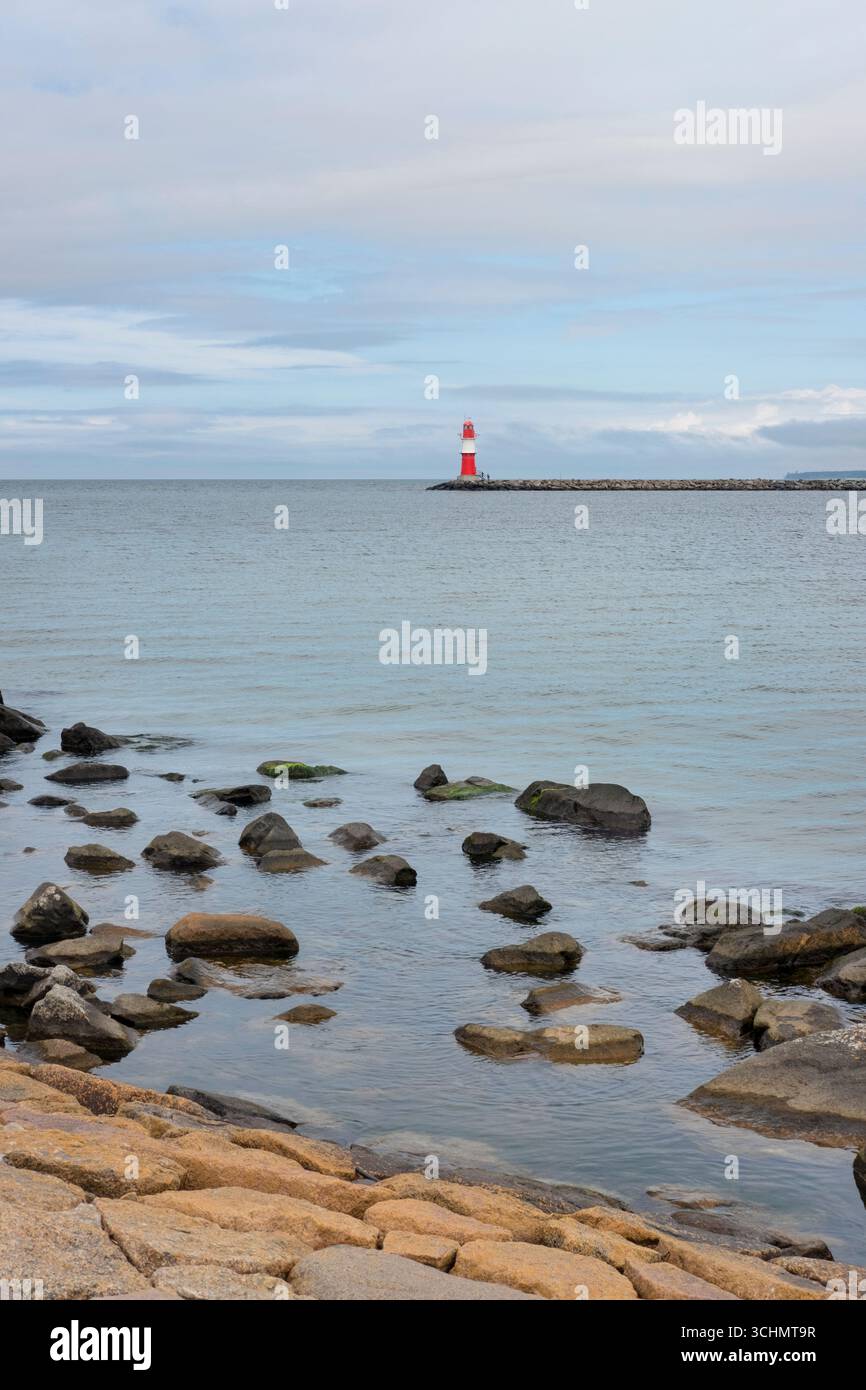 Coastal scene in Warnemunde with one of the towns distinctive ...