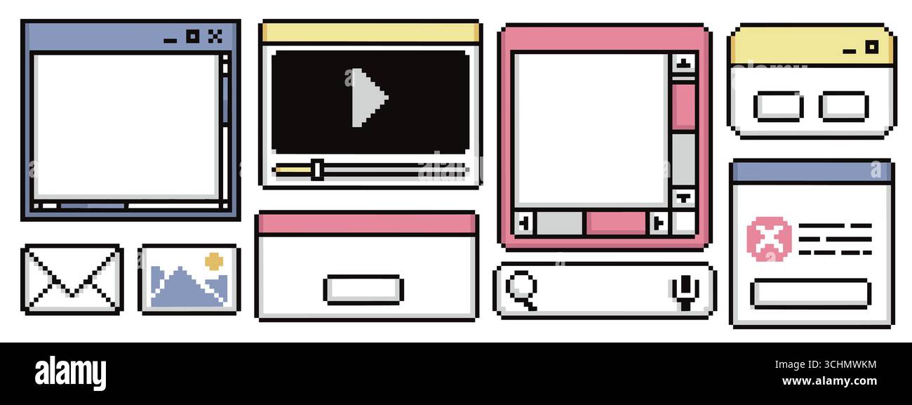 Pixel frame ui collection hi-res stock photography and images - Alamy