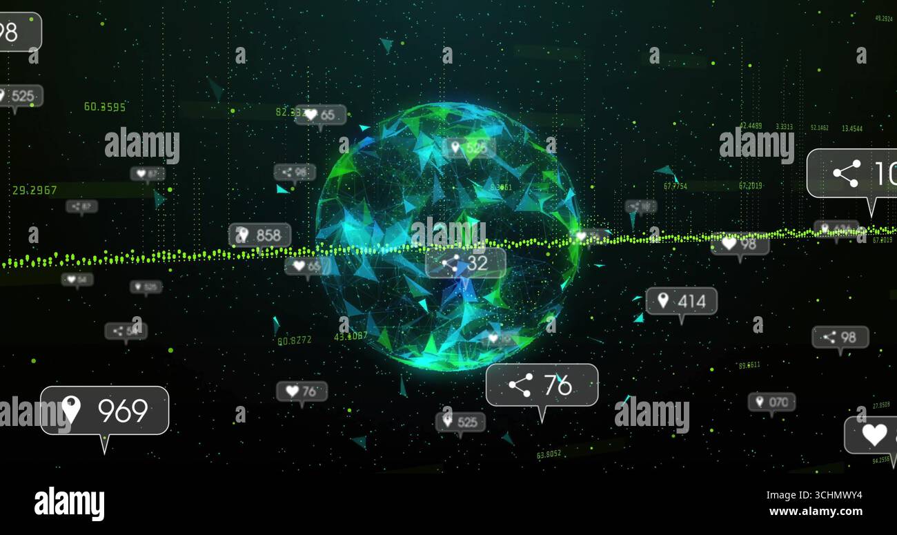 Rotating globe numerical data network hi-res stock photography and ...