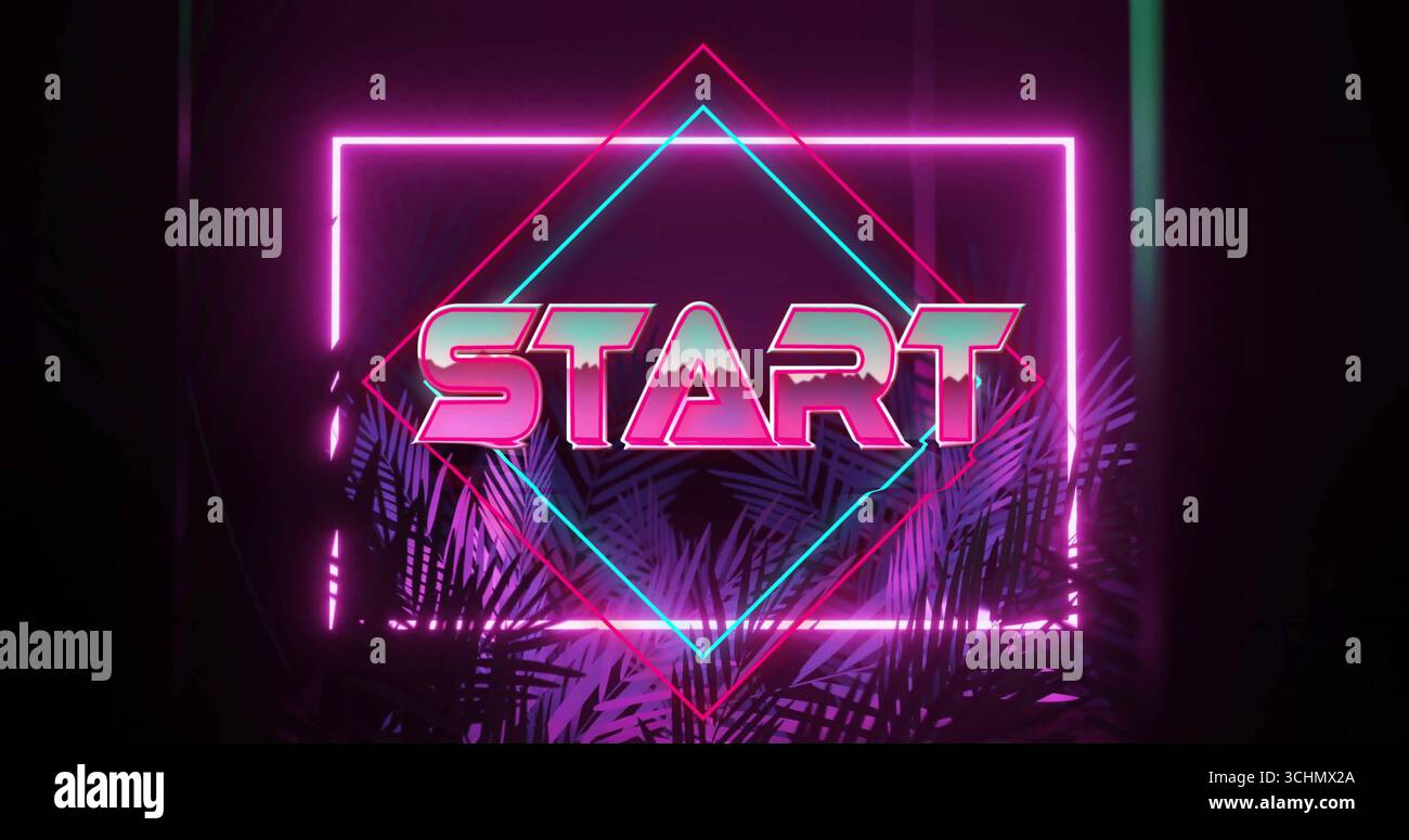 Retro futuristic neon start sign hi-res stock photography and images ...