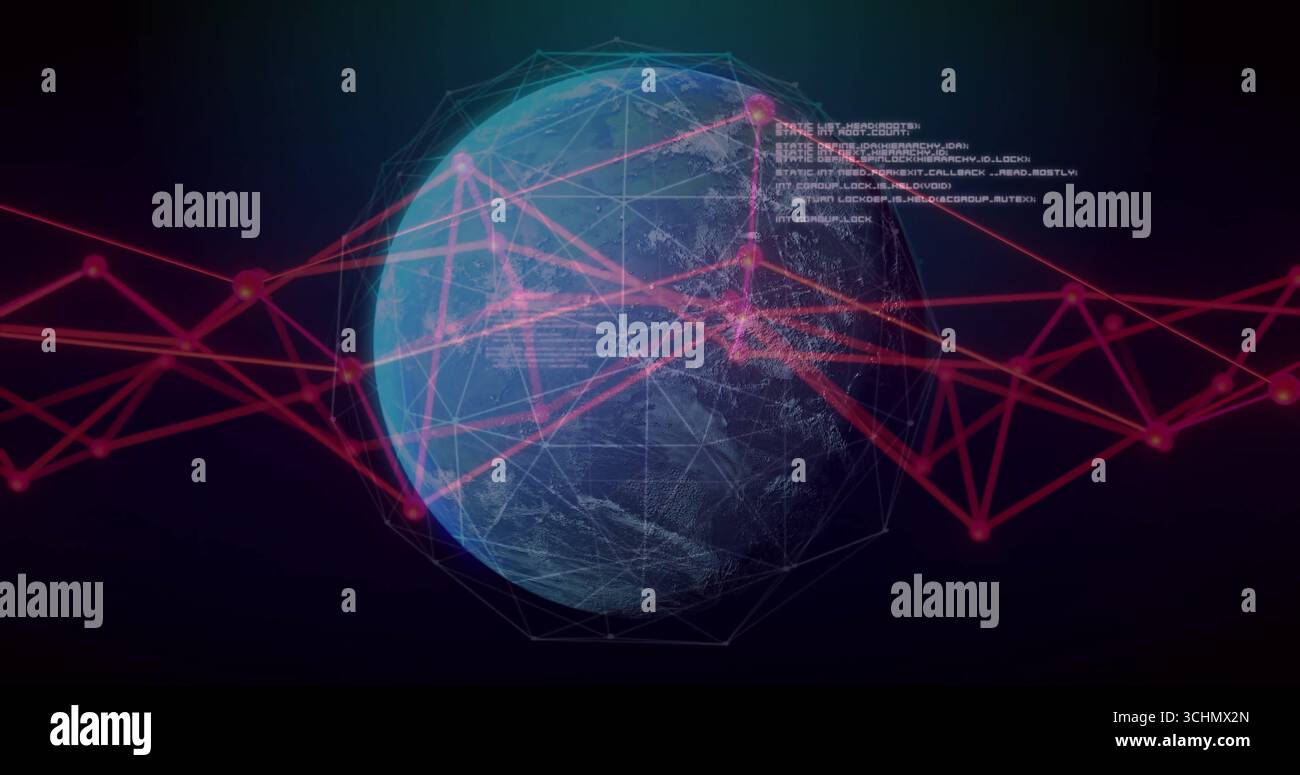 Hovering digital Earth globe with translucent wireframe mesh and ...