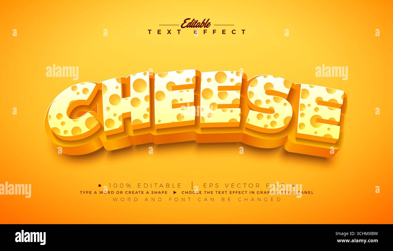 Cheese 3D Text Effect Design Editable and Scalable Vector Graphic Style ...
