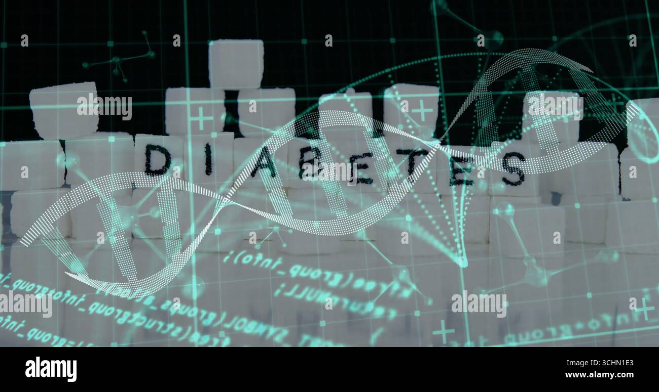 Showing sugar cubes spelling DIABETES stacking at research interface ...