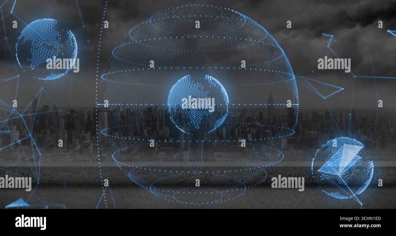 Holographic network overlay hovering hi-res stock photography and ...