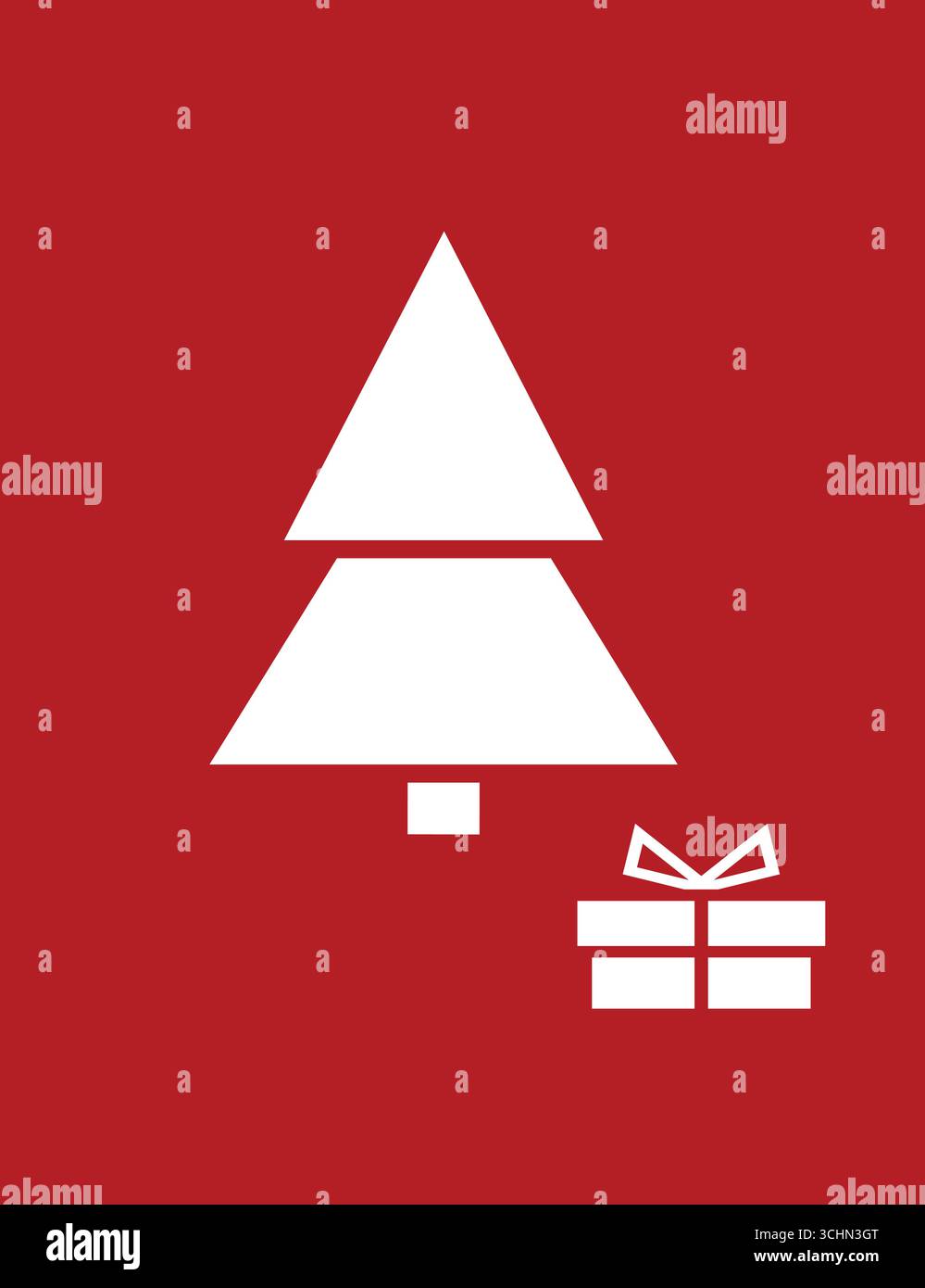 Christmas tree and gift box. Christmas card template. Vector ...
