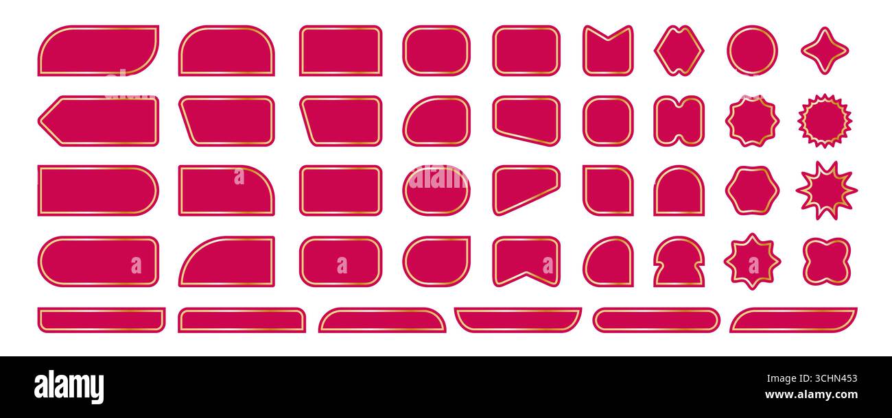 Set of VIP stickers in red and gold sale badge, price tag, trade labels. Special offer design ...