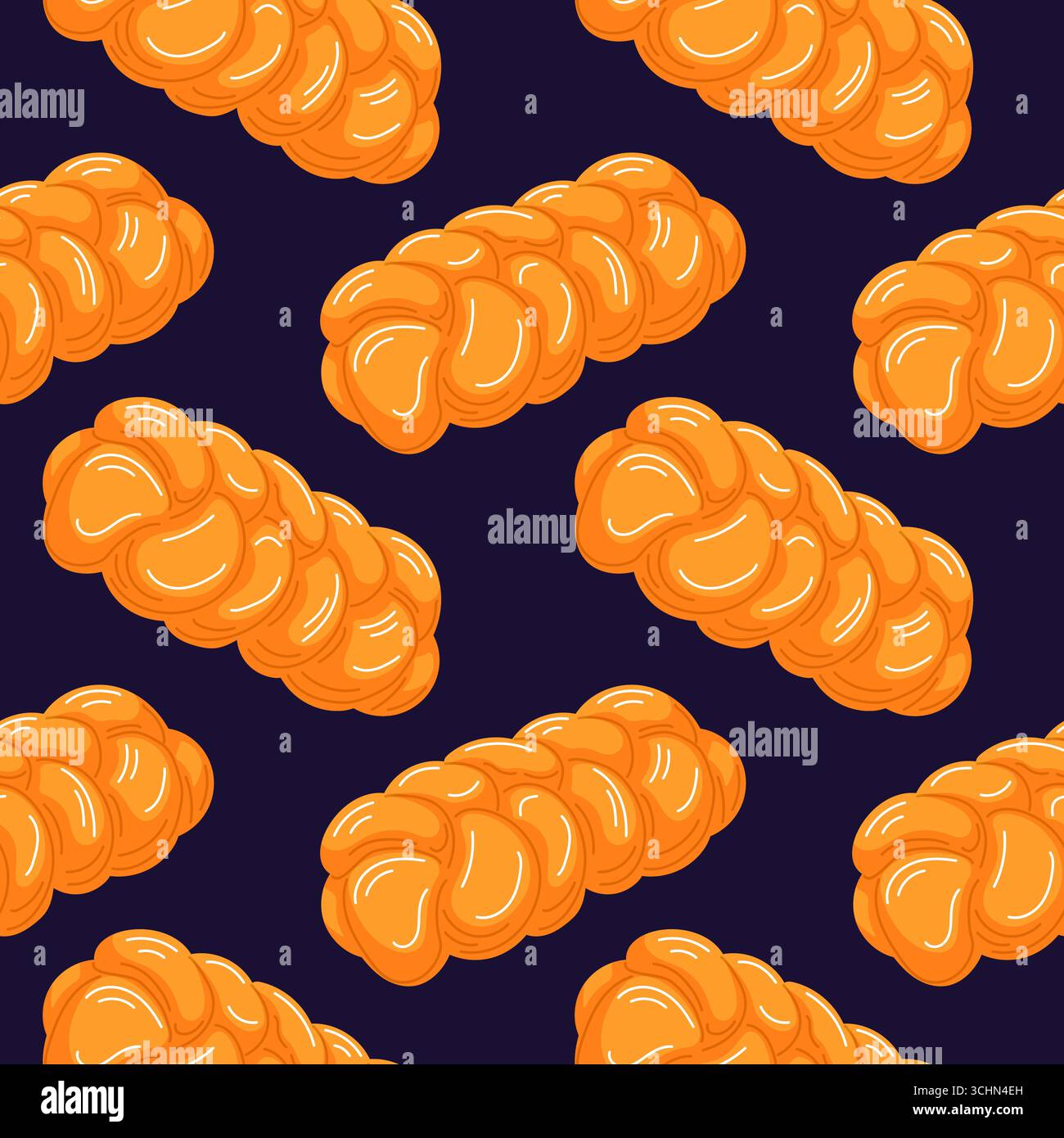 Seamless pattern of braided challah bread loaf on dark background ...