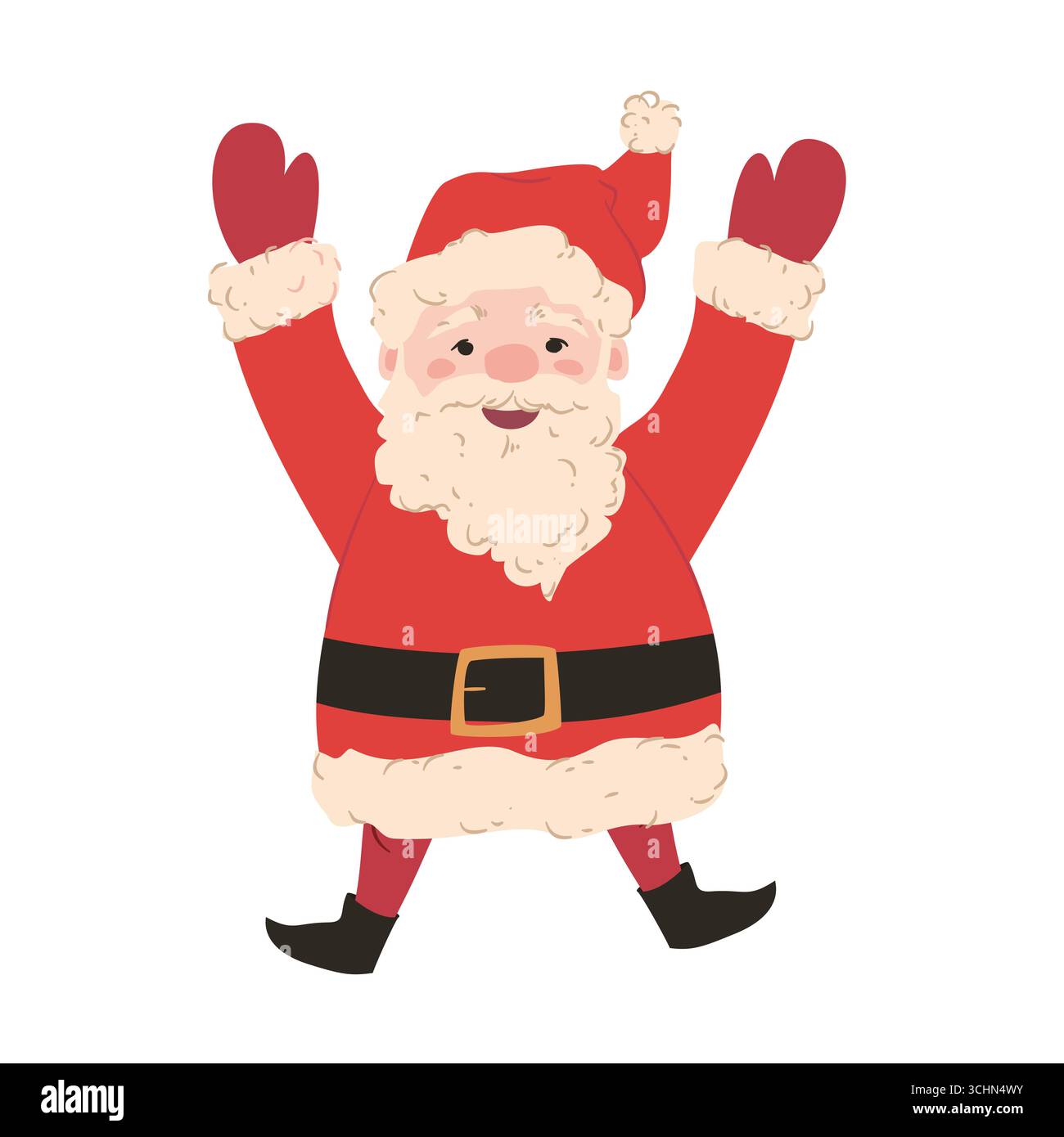 Happy Santa Claus with arms raised in cheerful excitement. Classic red ...
