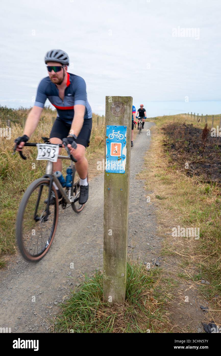 Cyclist participating in the Great North Bike Ride, riding the number ...