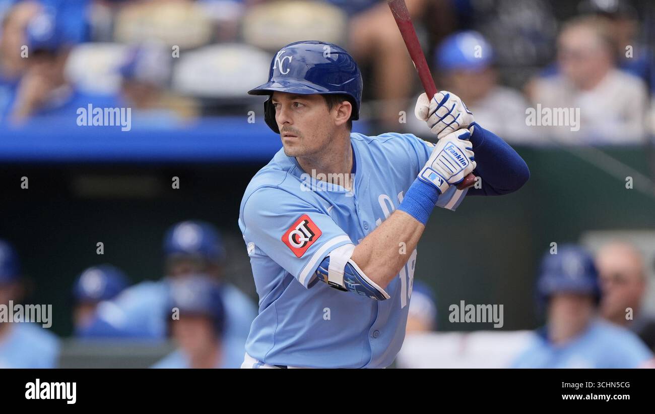 Kansas City Royals' Mike Yastrzemski bats during the eighth inning of a ...