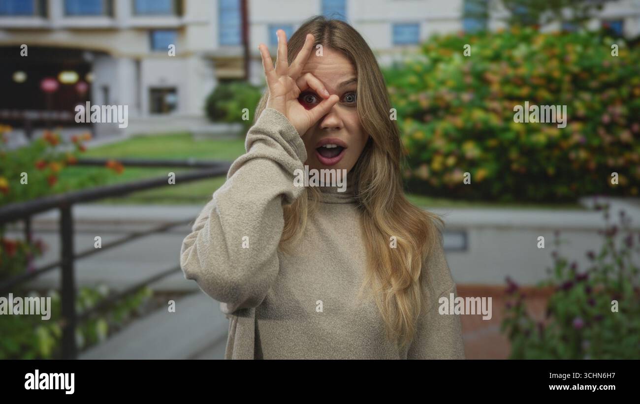 Blond woman extends arm hi-res stock photography and images - Alamy