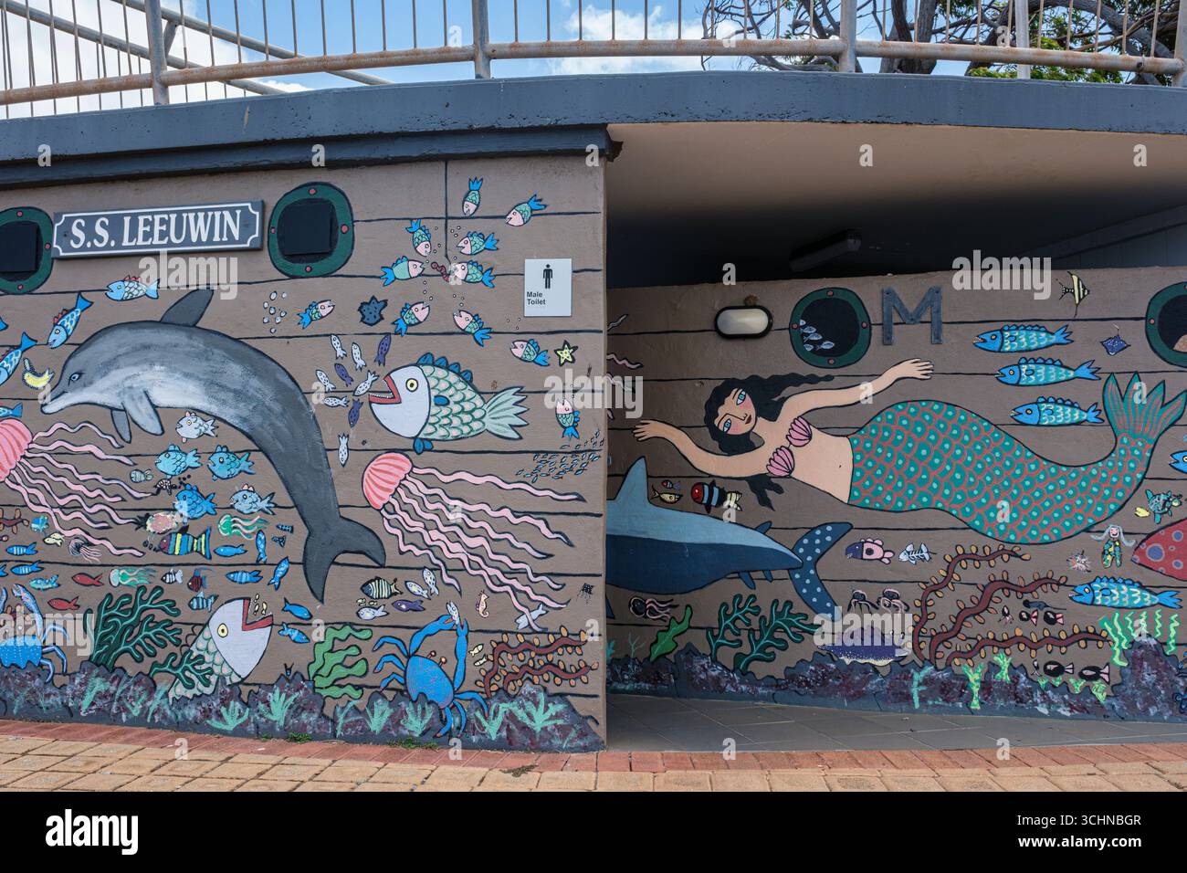 An unusual ship-shaped public toilet at the Ellis Street Jetty in ...