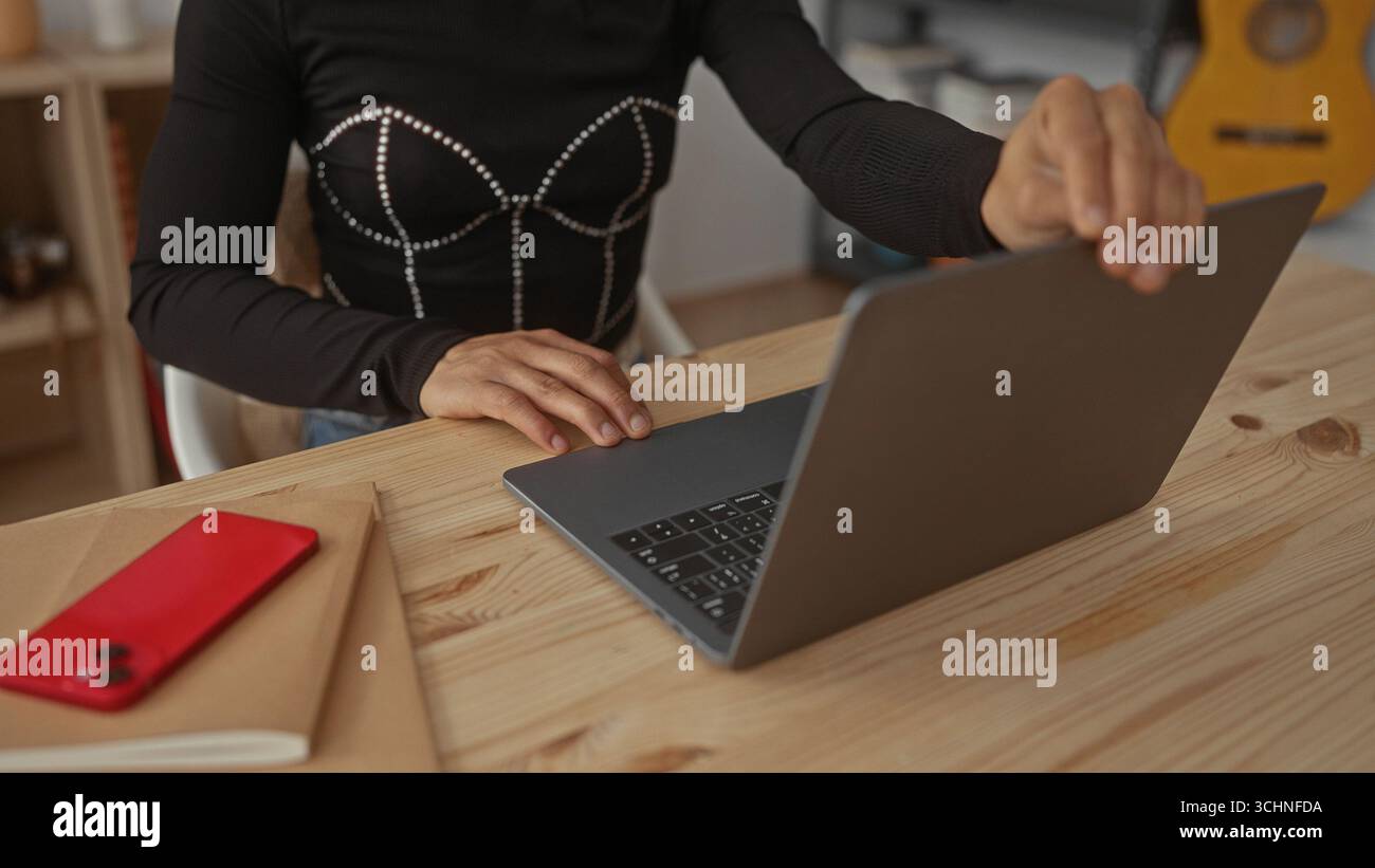 Woman taps smartphone beside hi-res stock photography and images - Alamy