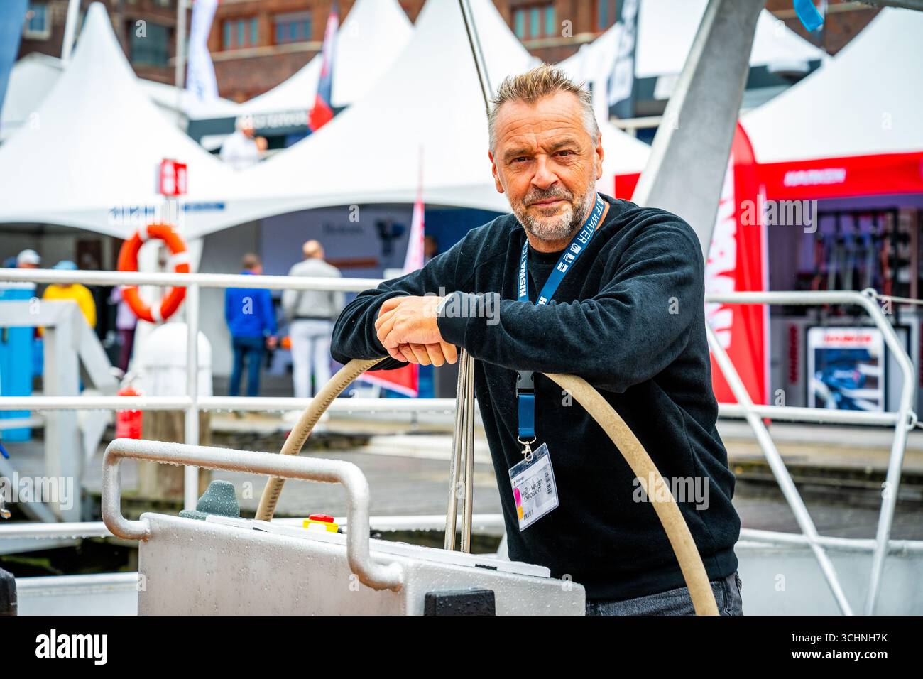 LELYSTAD - Tom Waes on his sailing yacht 'Tethys' during the Hiswa te ...